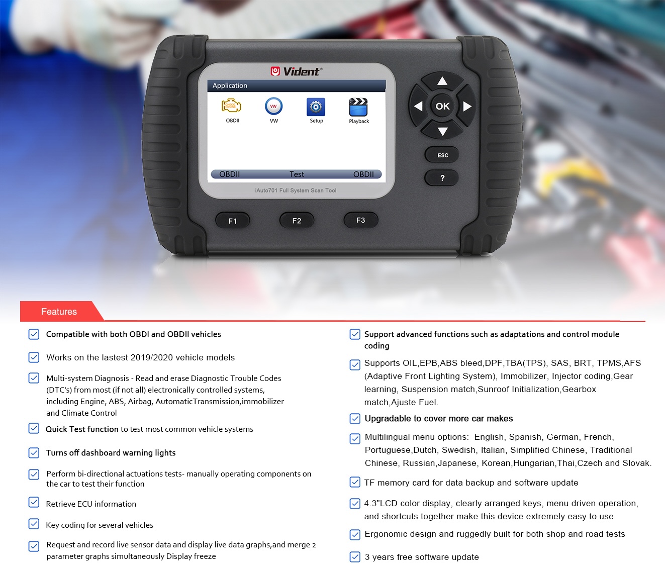 Land Rover Full System Scan Tool Vident iAuto 701