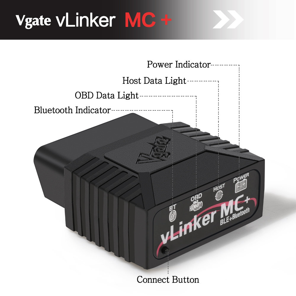 Vgate vLinker MC+ Bluetooth OBD Diagnostic Scanner for iOS, Android and ...