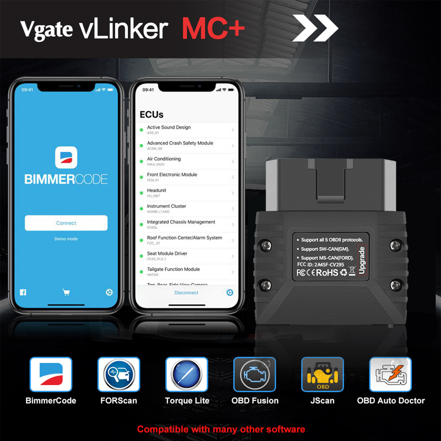 Vgate vLinker MC+ Bluetooth OBD Diagnostic Scanner for iOS, Android and ...