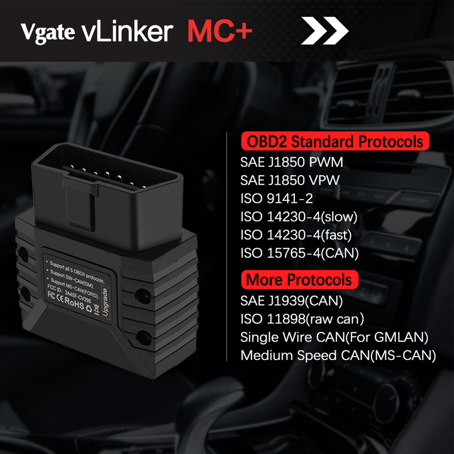 Vgate vLinker MC+ Bluetooth OBD Diagnostic Scanner for iOS, Android and ...